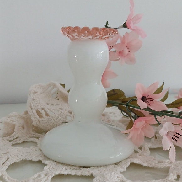 Fenton | Accents | Fenton Peach Crest Single Candle Stick Holder ...
